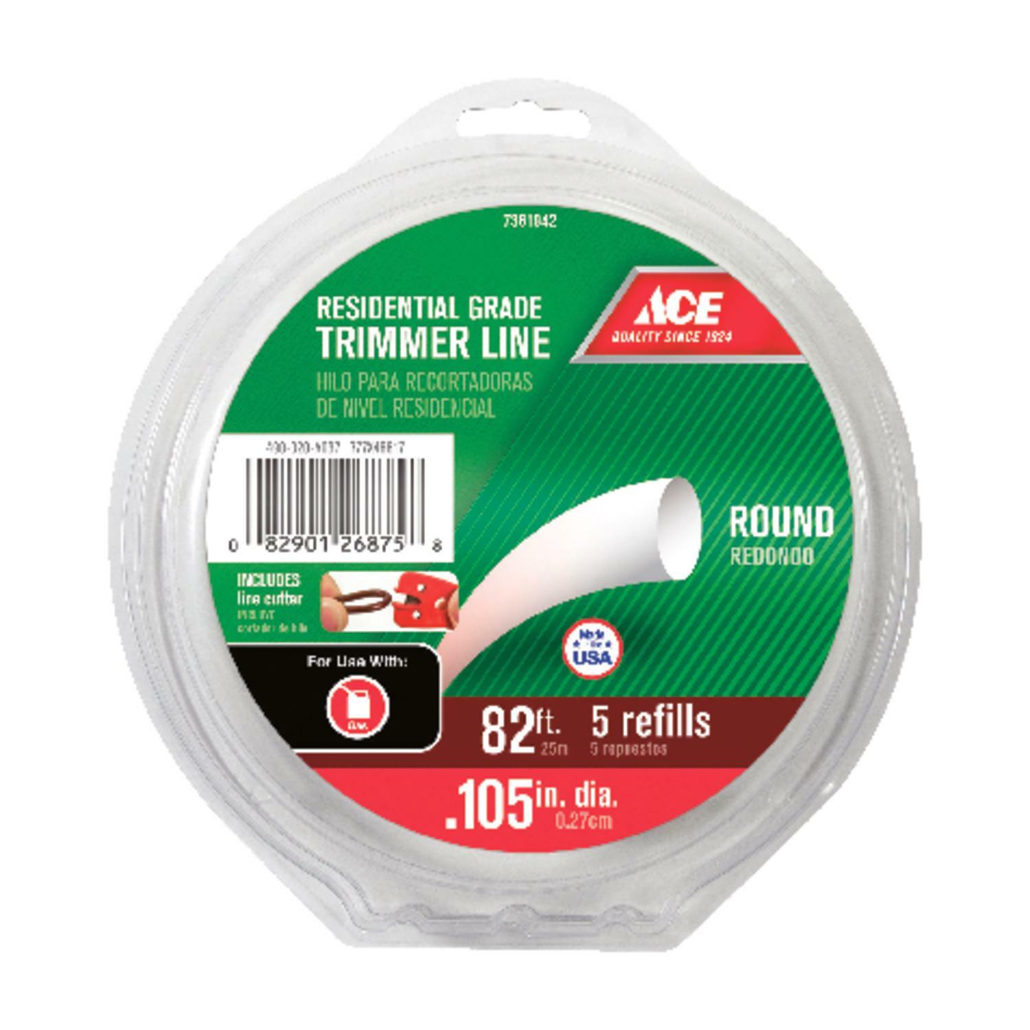 Ace Brand Residential Grade Trimmer Line – .105" Diameter, 82-Foot Rol ...